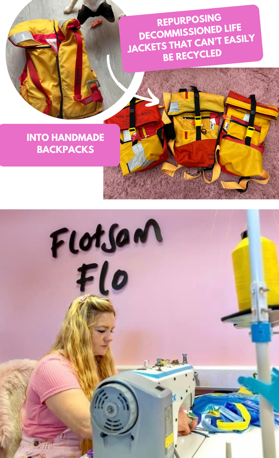 Sustainable bags and accessories upcycled by Award Winning Flotsam Flo