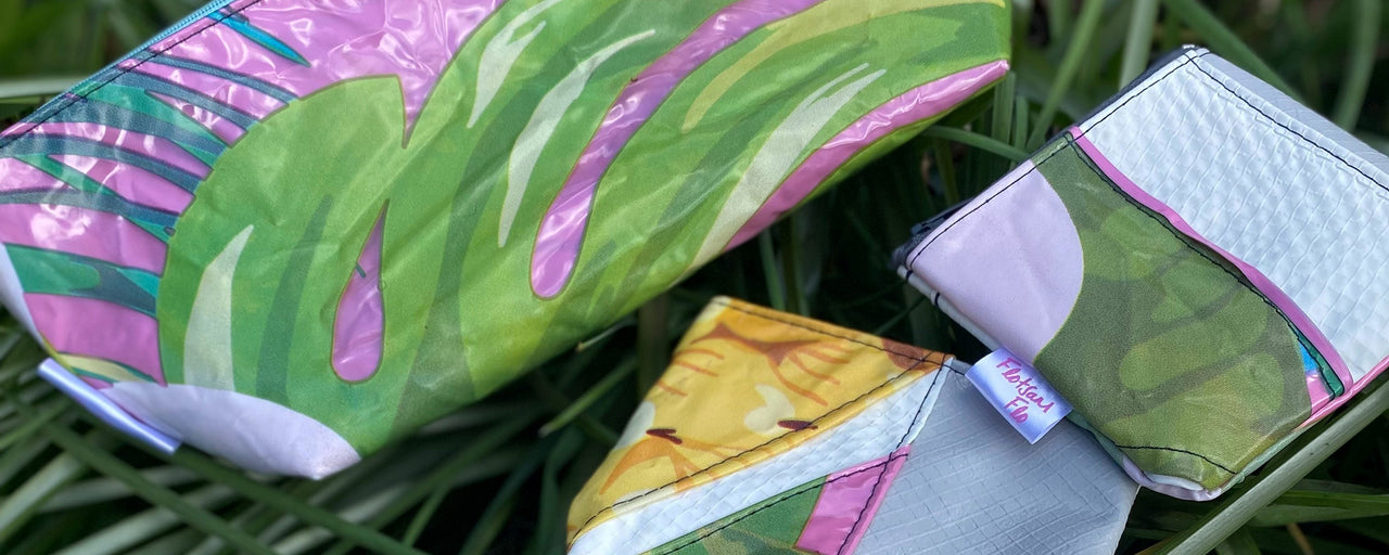 Sustainable bags and accessories upcycled by Award Winning Flotsam Flo